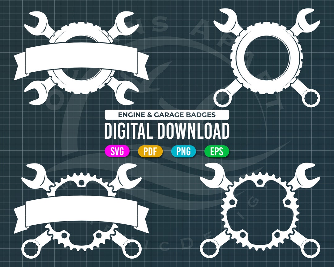 Bundle of 4 Garage Badges Vector SVG, Gift for Him, Dad, Digital ...
