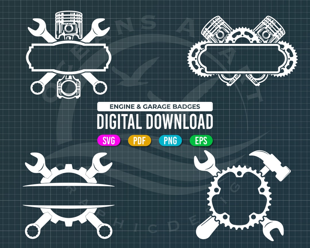 Bundle of 4 Garage Badges Vector SVG, Gift for Him, Dad, Digital ...