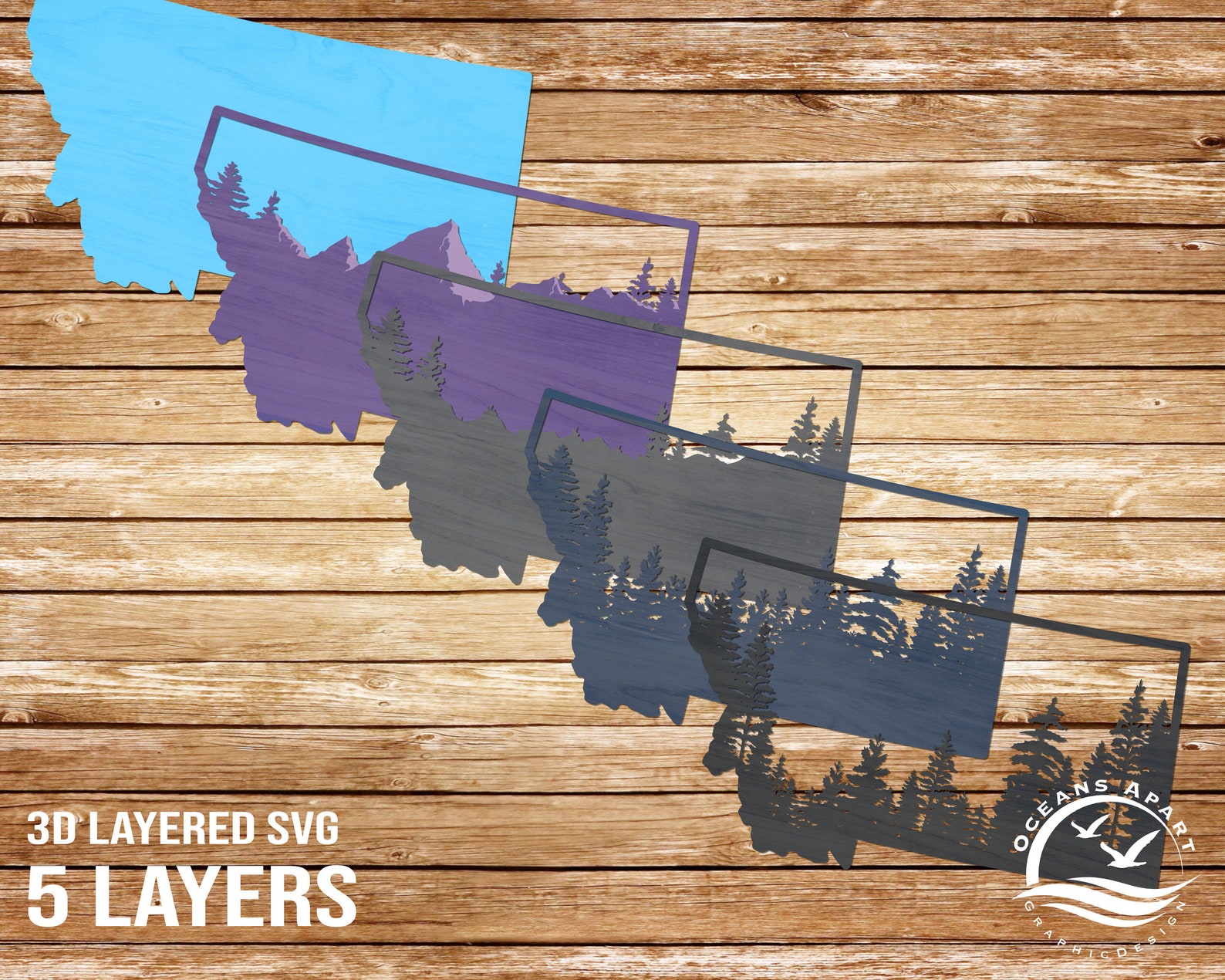 3D Layered Montana, Digital Download, Glowforge Cut File, Wall Art ...