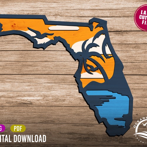 3D Layered Tropical Florida Sign Digital Download Glowforge - Etsy