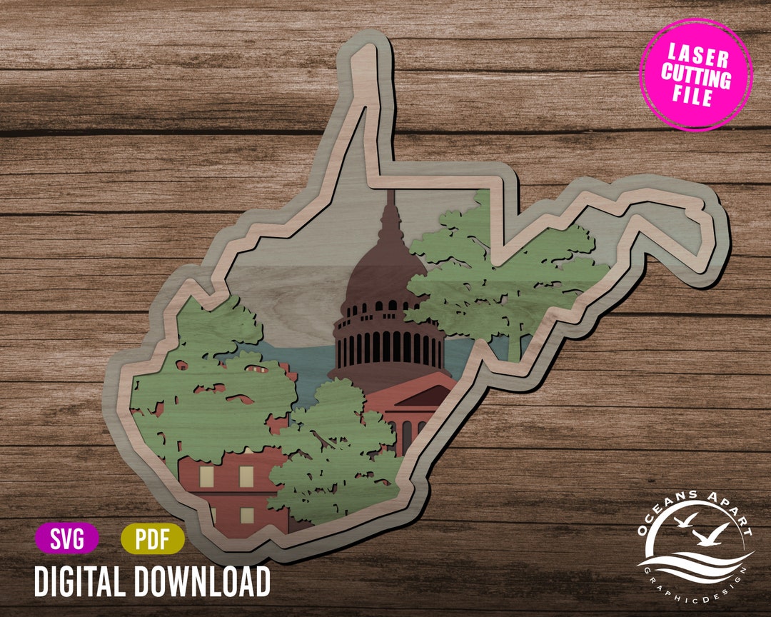 West Virginia Wall Art, 3D, Layered, Digital Download, Glowforge Cut ...