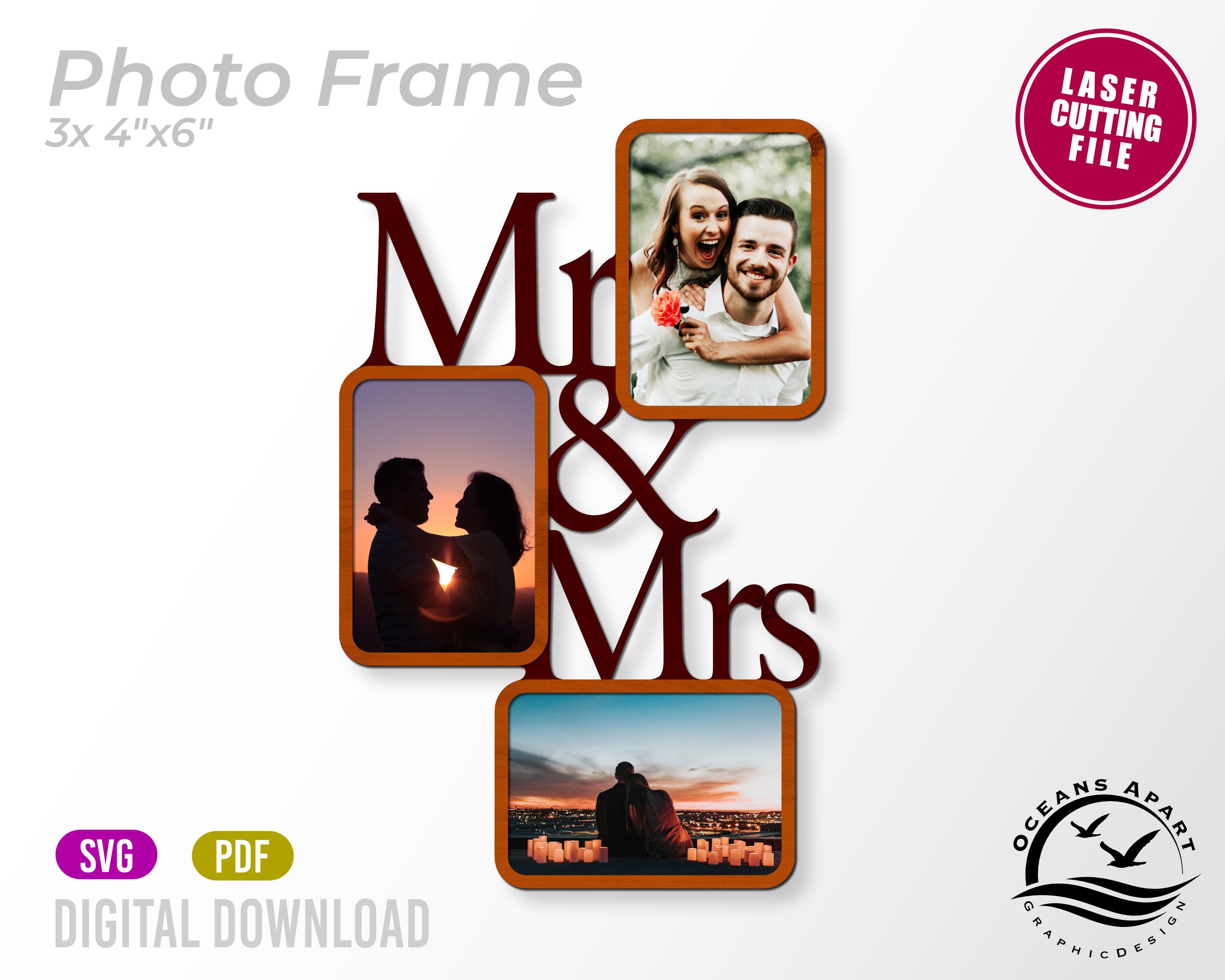 Mr and Mrs Picture Frame Wall Art Digital Download Cut File - Etsy