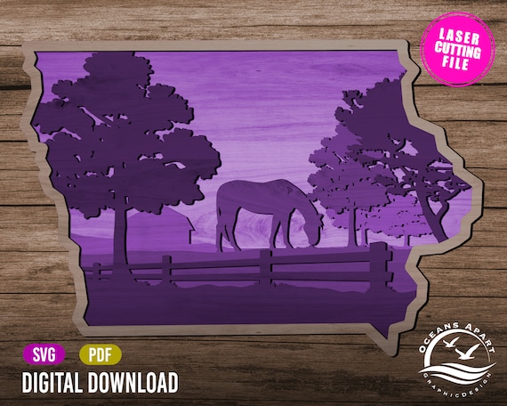 Iowa State Wall Art 3D Layered Digital Download SVG | Etsy