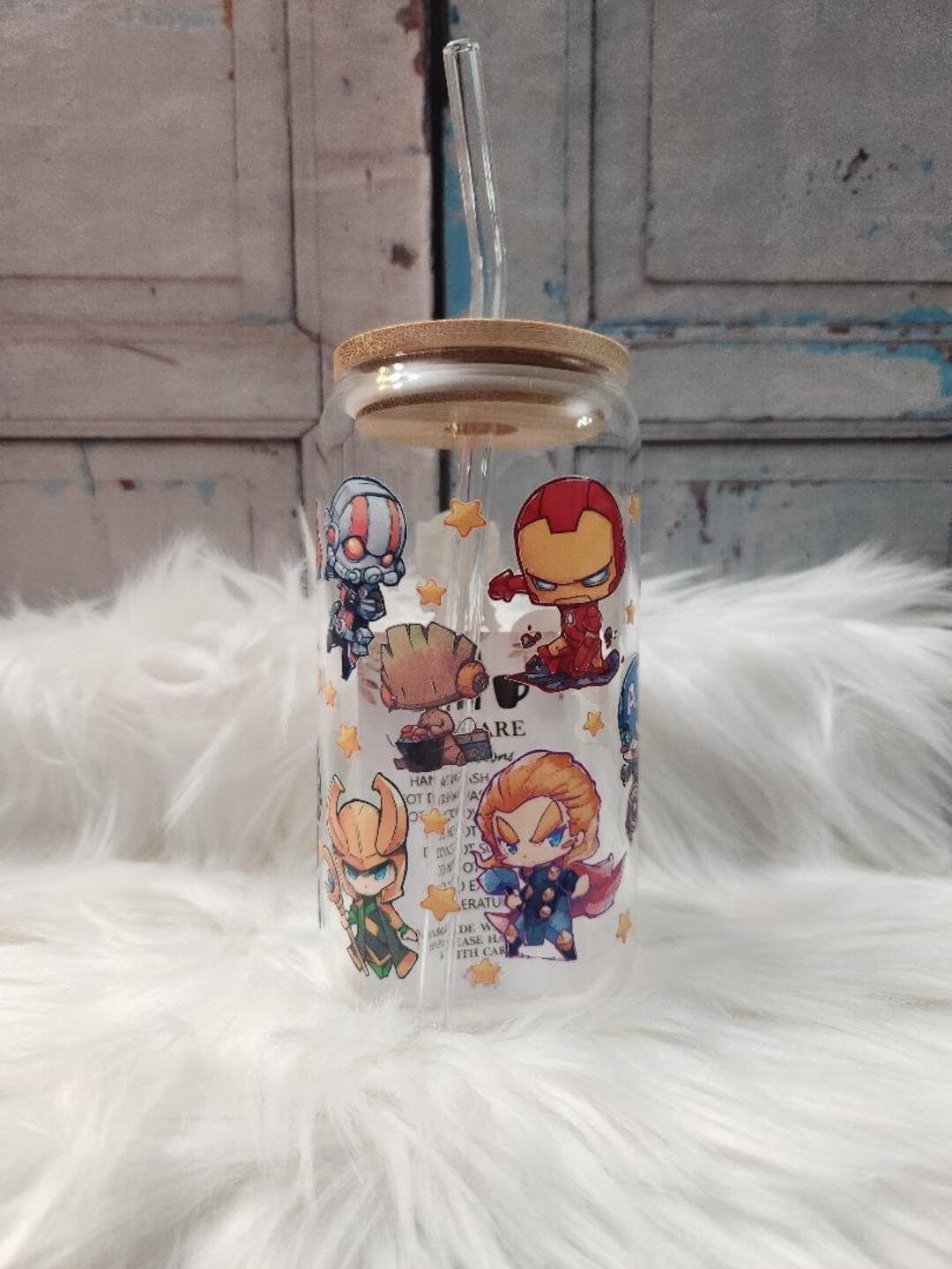 Little Marvel Superheroes Glass Cup | 16oz Beer Can Glass With Lid and ...