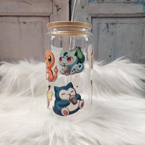 Pikachu and Friends Glass Cup | 16oz Beer Can Glass With Lid and Glass ...