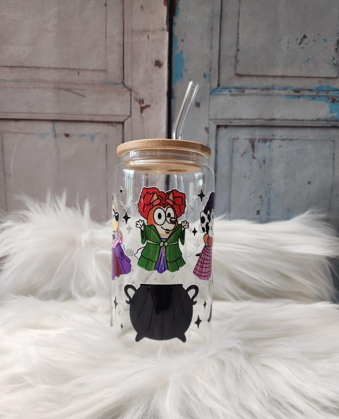 Bluey and Friends Sanderson Sisters Glass Cup | 16oz Beer Can Glass ...