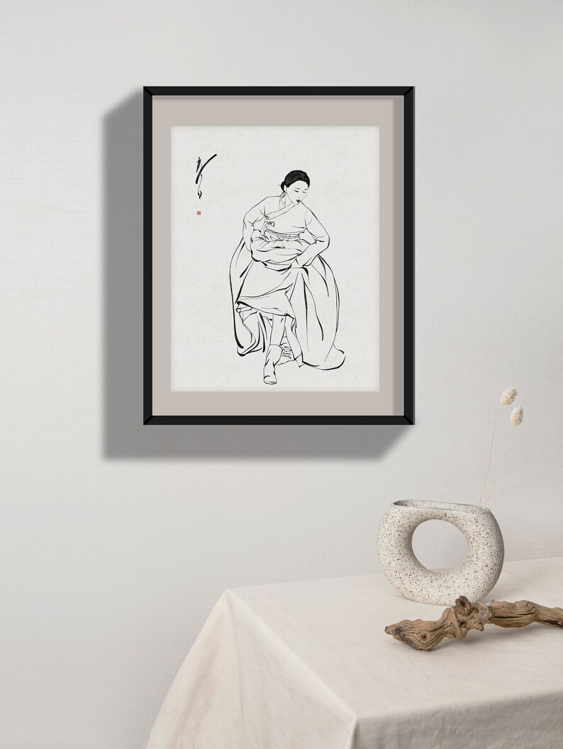 Hanbok, Korean Painting, Korean Art, Asian Art, Asian Art Print, Asian ...