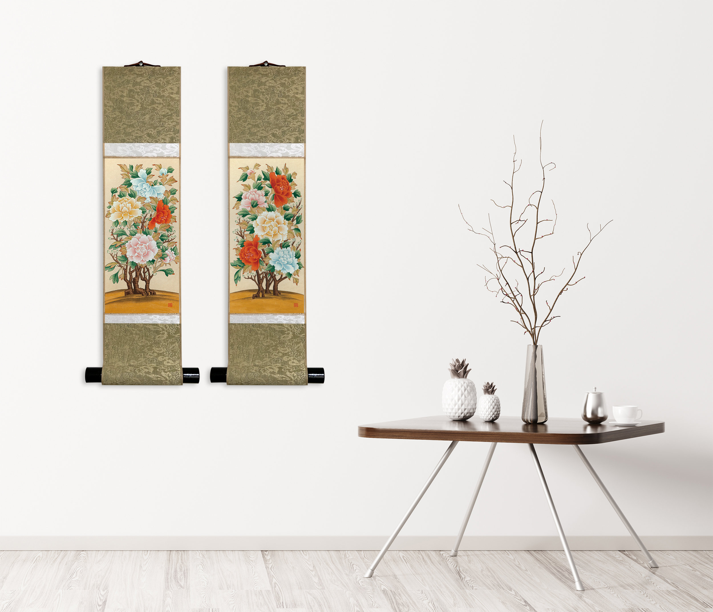 Scroll Korean Scroll Painting Korean Painting Peony | Etsy