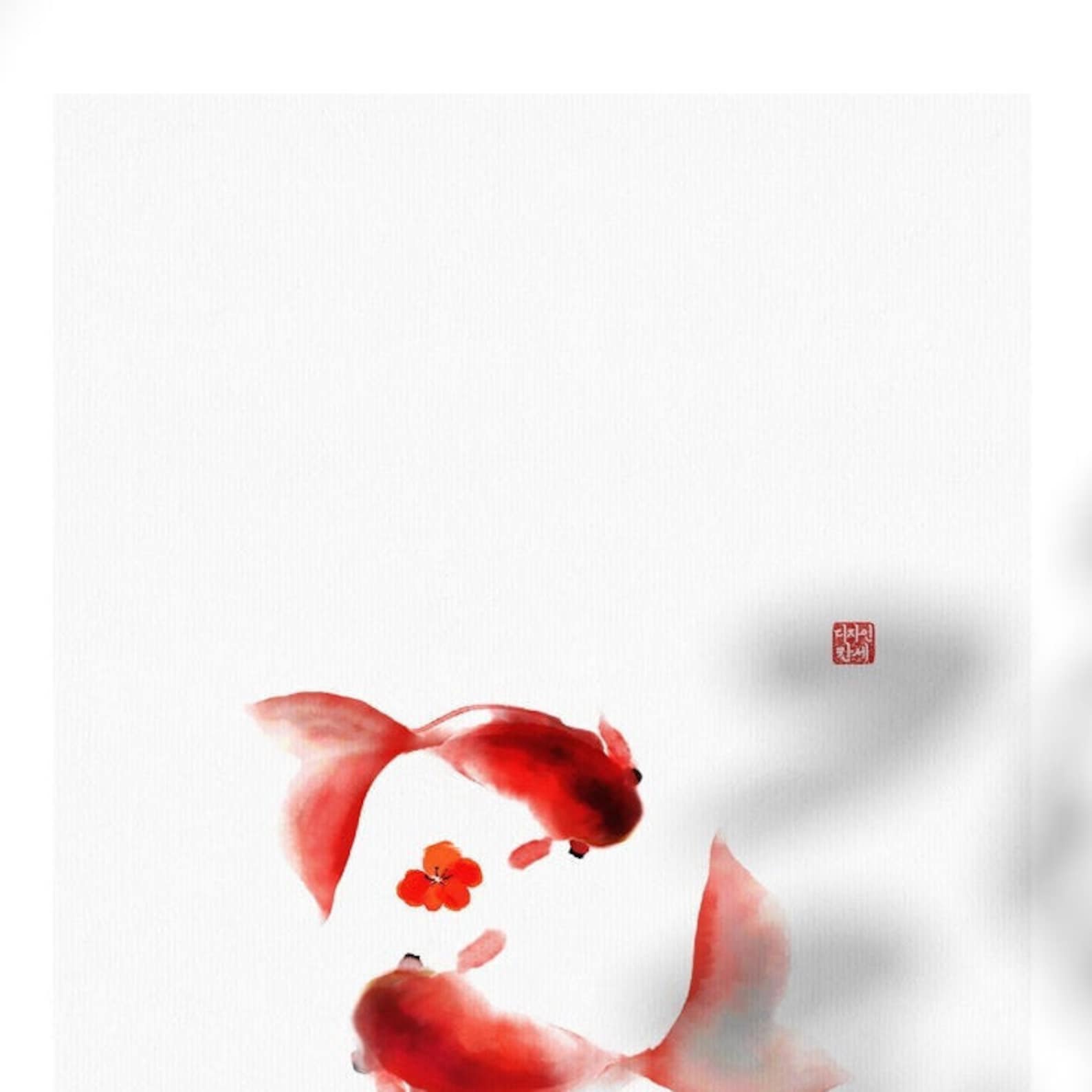 Goldfish Fish Korean Art Korean Painting Korean Wall Art - Etsy