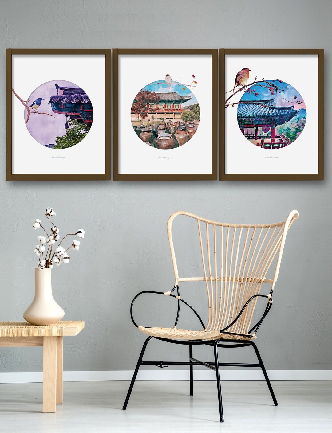 Set of 3 Prints, Korea Poster, Korean Painting, Korea Travel, Seoul ...