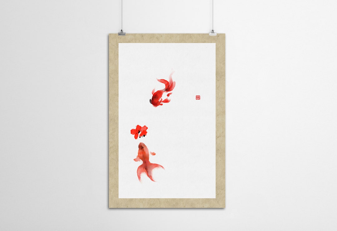 Matte Vertical Posters, Goldfish, Fish, Korean Art, Korean Painting ...