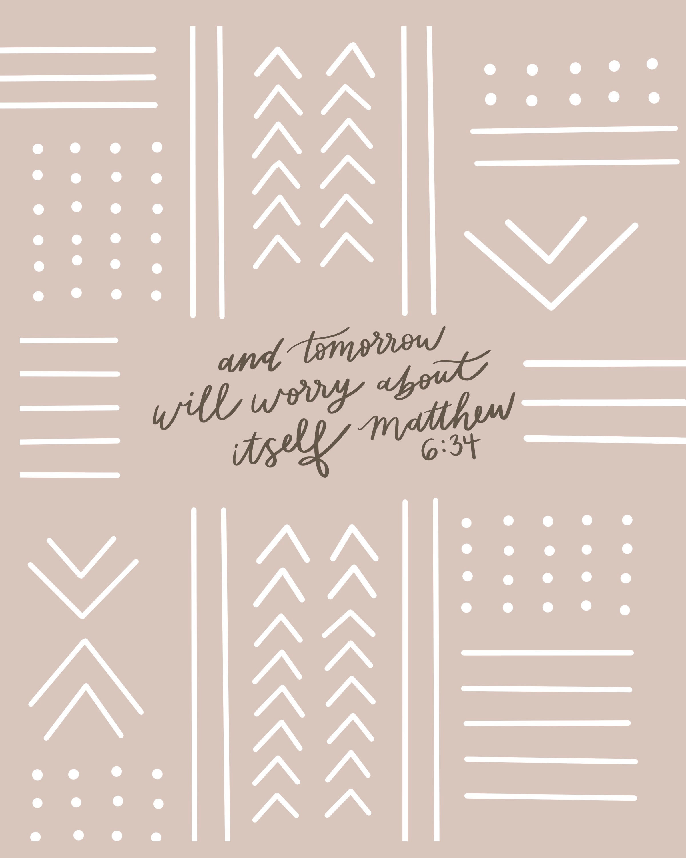 Matthew 6:34, 8x10 Calligraphy Print Digital Download - Etsy