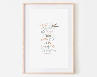 Habakkuk 3:17-19 NIV Bible Verse Wall Art, yet I Will Rejoice in the ...