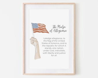 Pledge of Allegiance Printable Wall Art USA Decor Classroom Decor ...