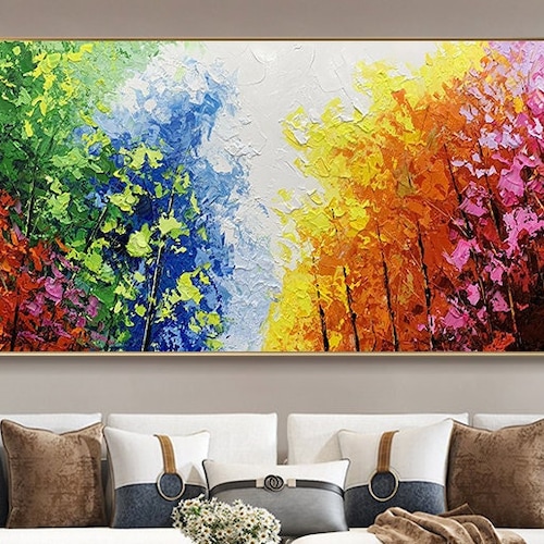 Colorful Wall Decor Home Decor Canvas Wall Art Forest Painting - Etsy