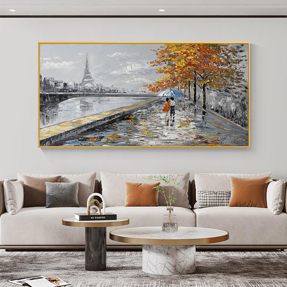 Paris Painting on Canvas Original Art Eiffel Tower Painting - Etsy
