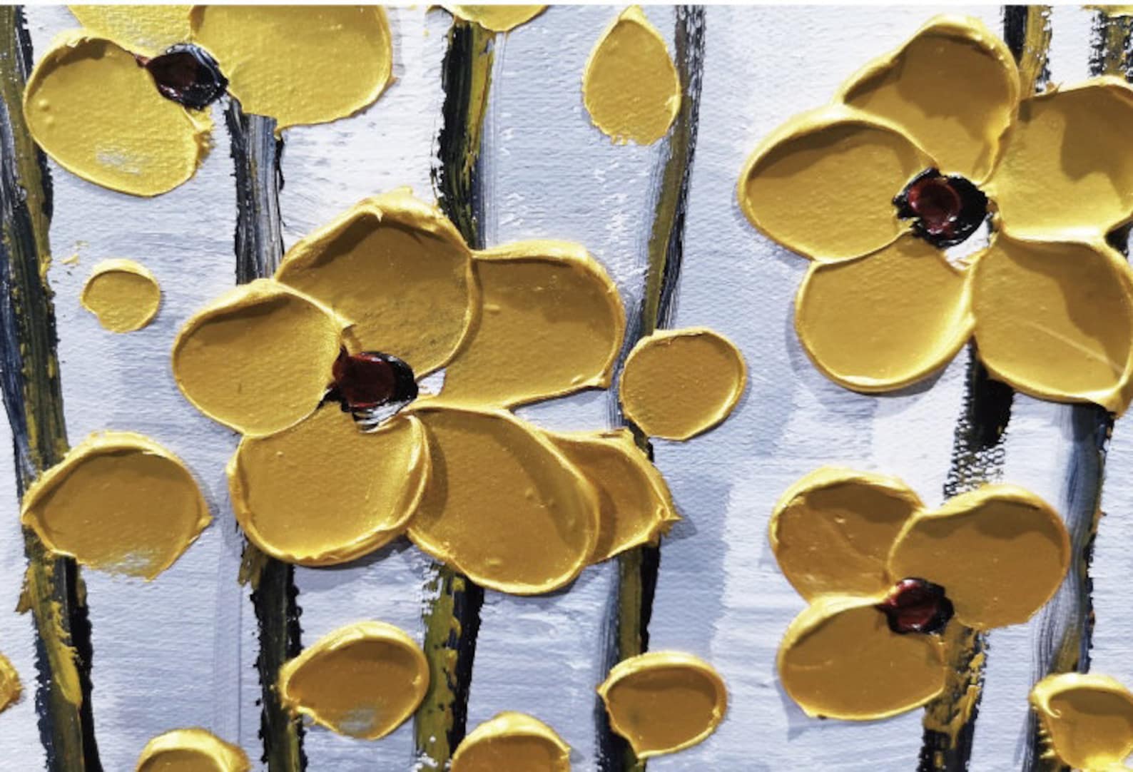 Abstract Gold Flower Painting on Canvas Large Original Gold - Etsy