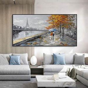 Paris Painting on Canvas, Original Art, Eiffel Tower Painting, Large ...