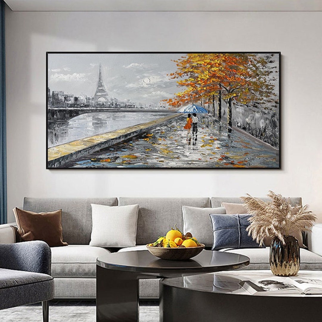 Paris Painting on Canvas, Original Art, Eiffel Tower Painting, Large ...