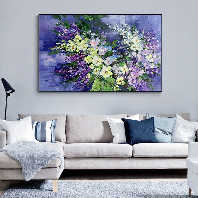Flower Oil Painting on Canvas Abstract Purple Orchid Flower Painting ...