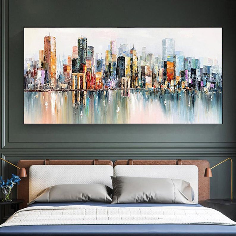Abstract Cityscape Oil Painting Large Original Colorful Urban - Etsy