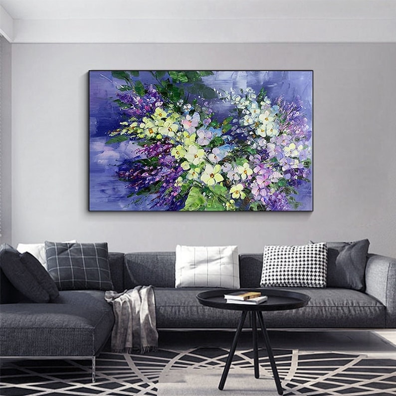 Flower Oil Painting on Canvas Abstract Purple Orchid Flower Painting ...