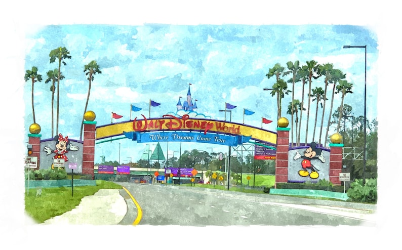 Walt Disney World Arches A4 Watercolour Print - Etsy