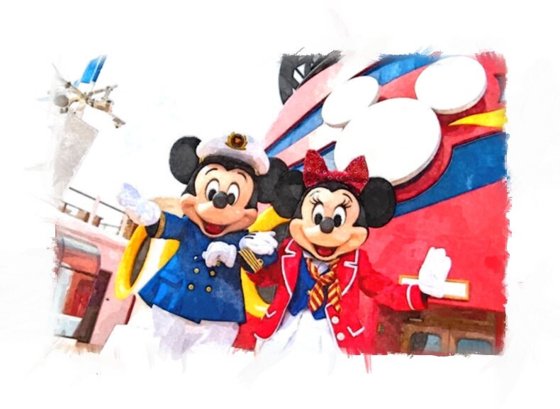 Captain Mickey and Minnie Mouse Watercolour Print - Etsy