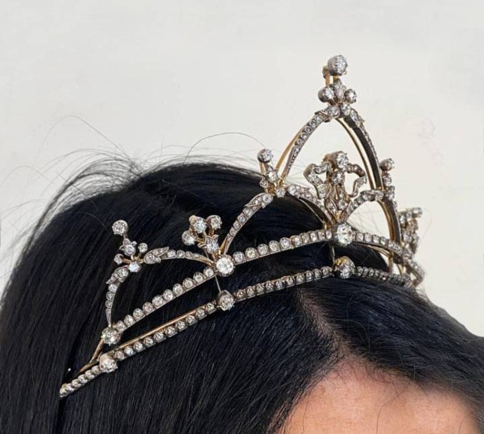 Diamond Tiara 9.84ct American Diamond zircon 925 Silver Handmade Tiara ...