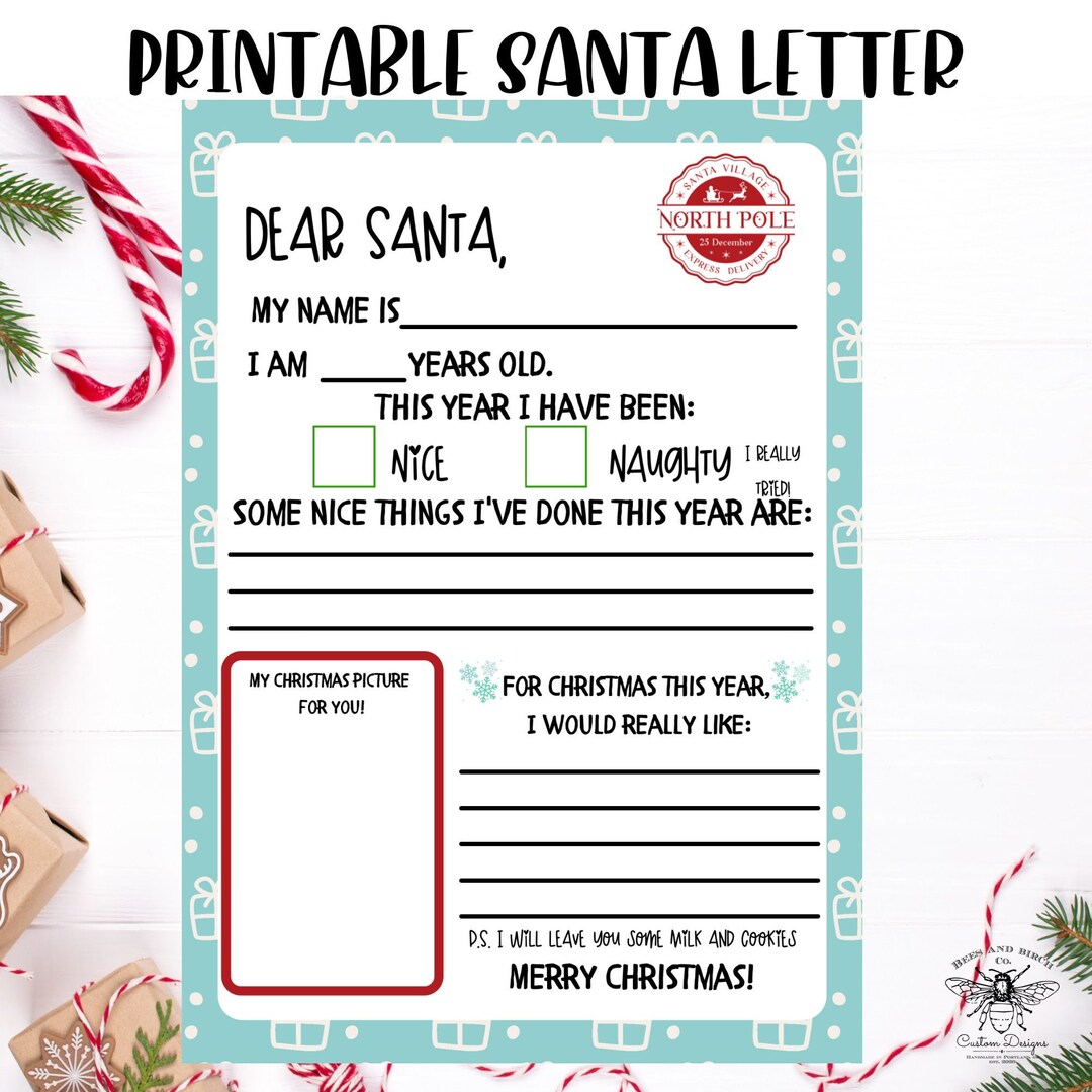 Carta de Santa, Carta de Santa imprimible, Querido Santa, Navidad ...