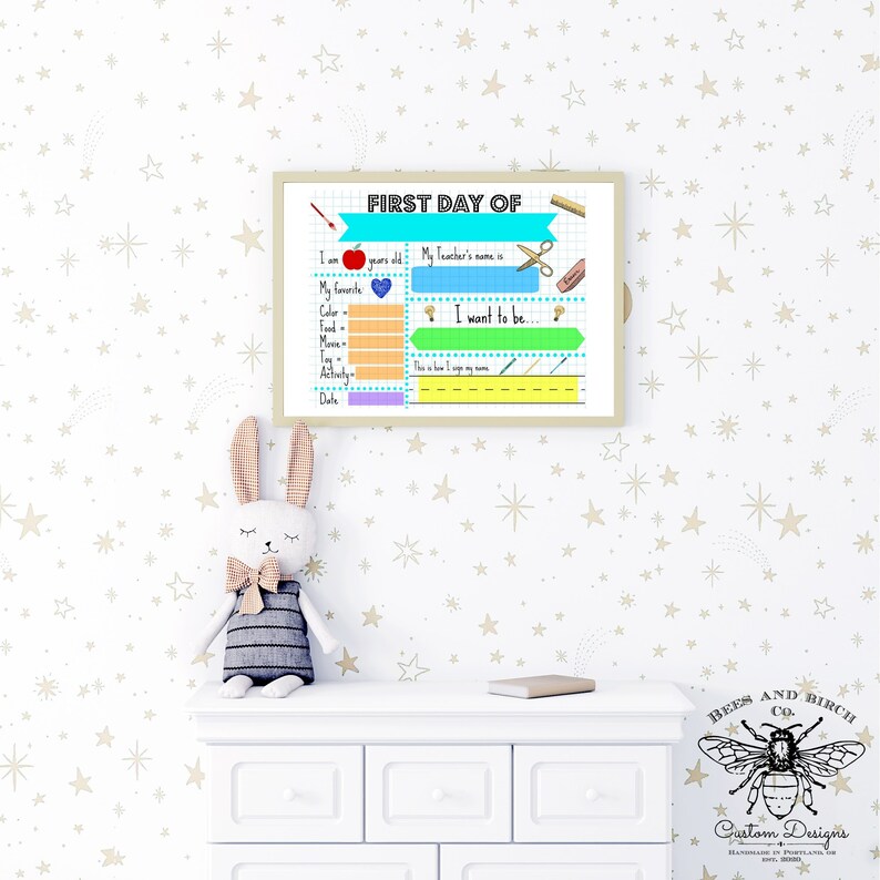Back TO School Printable First Day of School Stats Sign - Etsy