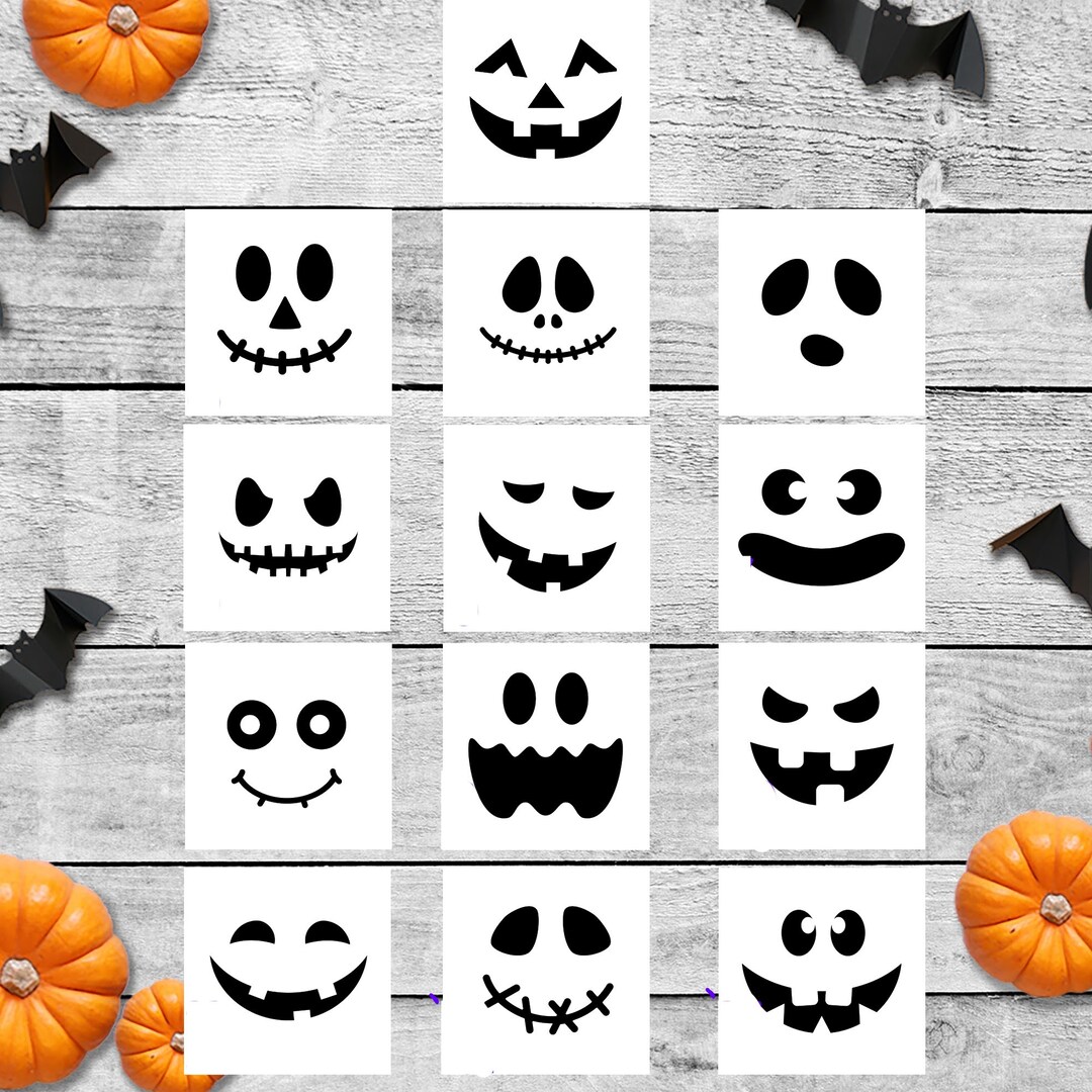 Pumpkin Face Decals, 13 Halloween Jack O Lantern Vinyl Stickers - Etsy