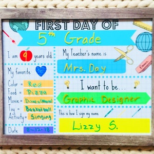 Back TO School Printable | First Day of School Stats Sign | First Day ...