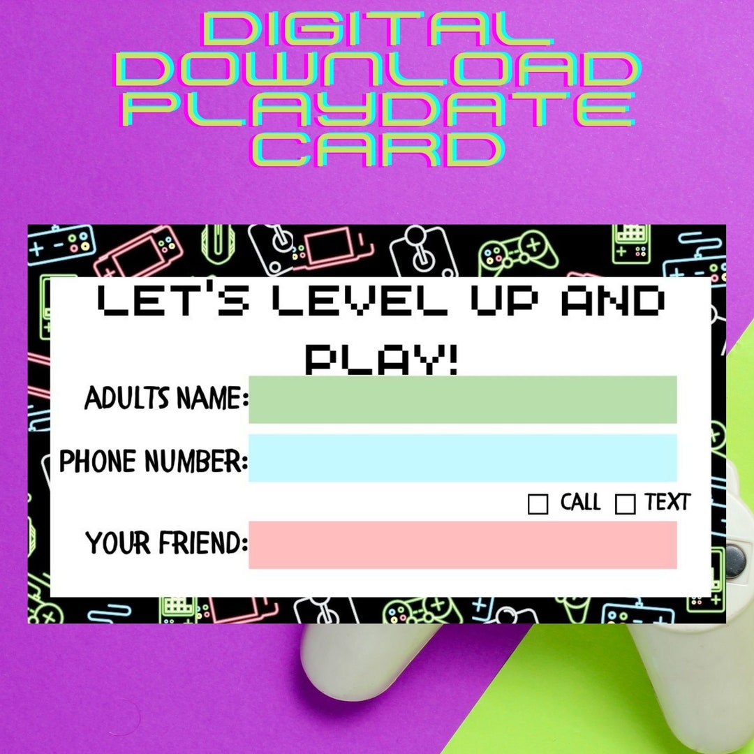 Gamer Printable Play Date Cards, Calling Cards, Kids Calling Cards ...