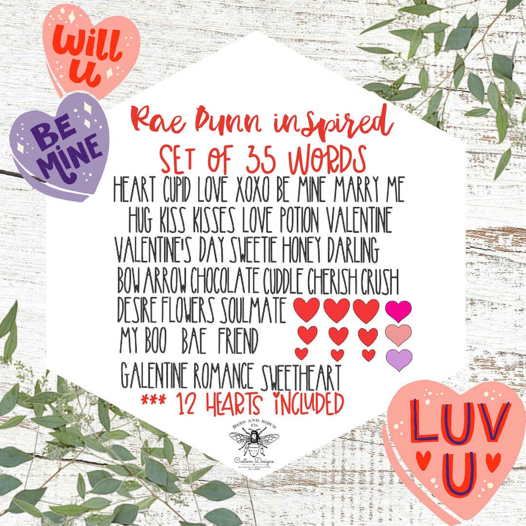 Rae Dunn Inspired Valentine's Day Sayings SET, RD., Rae Dunn Inspired ...