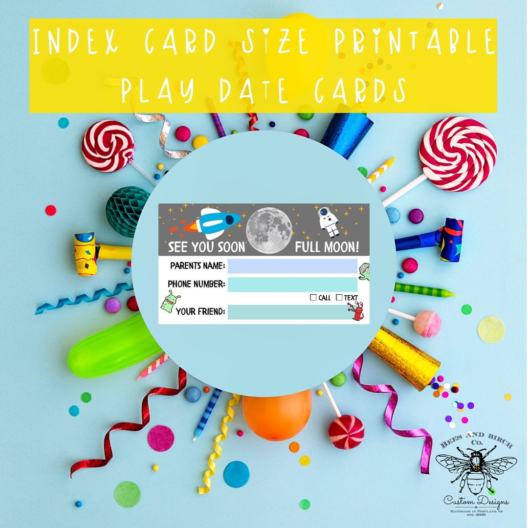 Printable Playdate Cards, Kids Calling Cards (digital Download) - Etsy