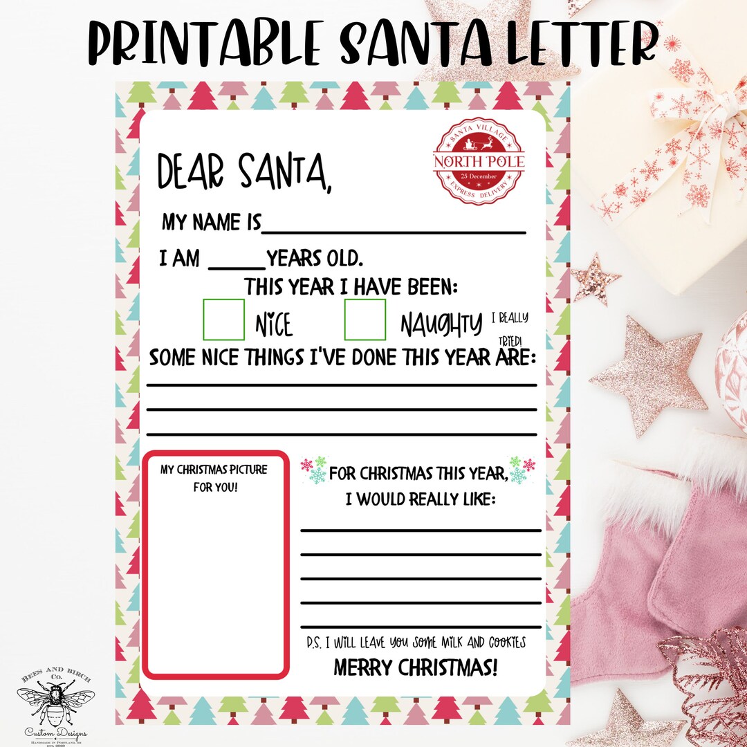 Carta de Santa, Carta de Santa imprimible, Querido Santa, Navidad ...