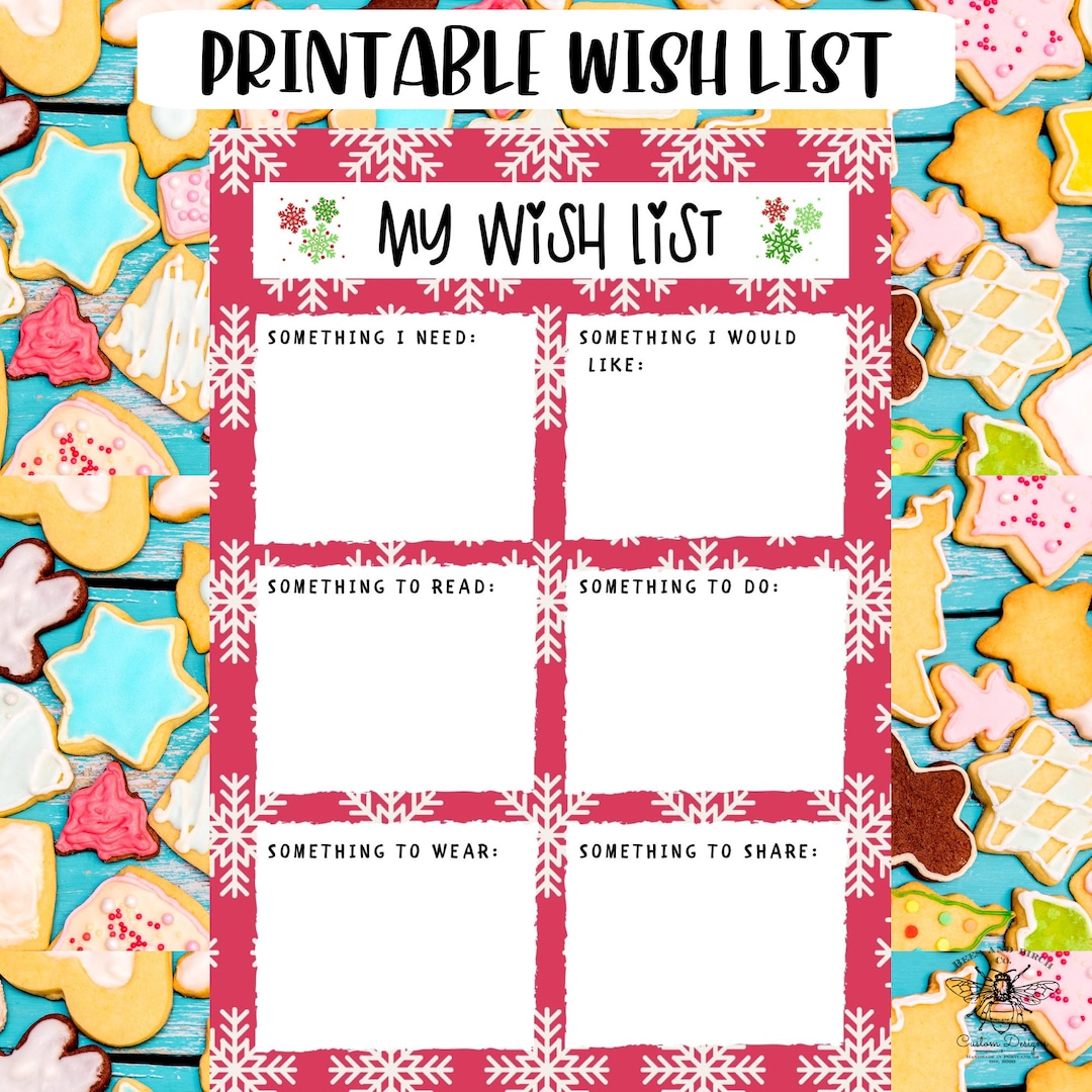 Wish List, Printable Wish List, Christmas Wish List, Hanukkah Wish List ...