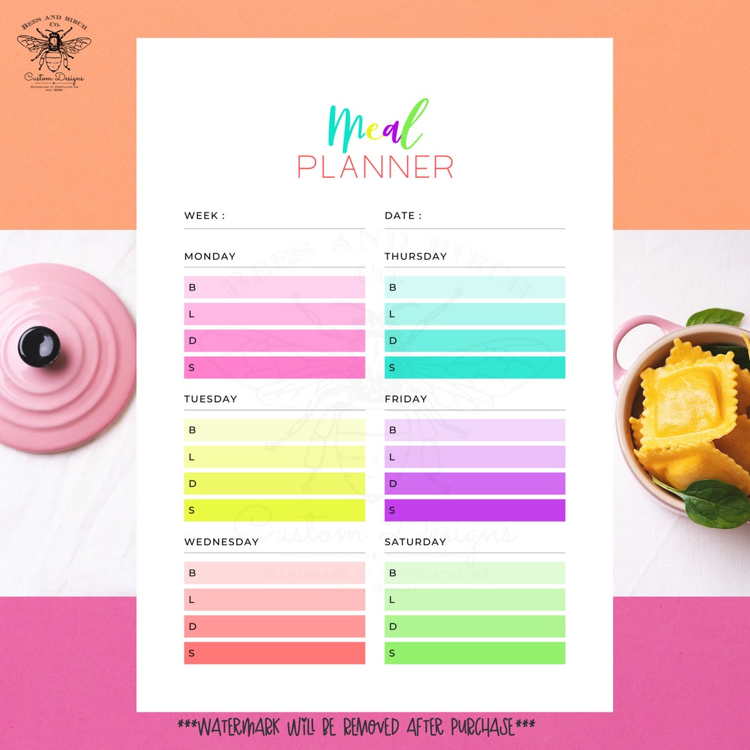 Menu Planner, Digital Menu Planner, Fun Menu, Printable Meal Planner ...