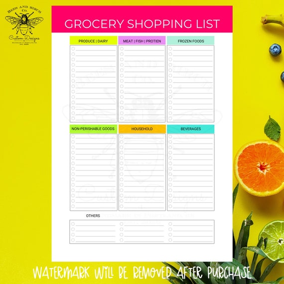 Grocery List Digital Grocery List Fun Grocery List | Etsy