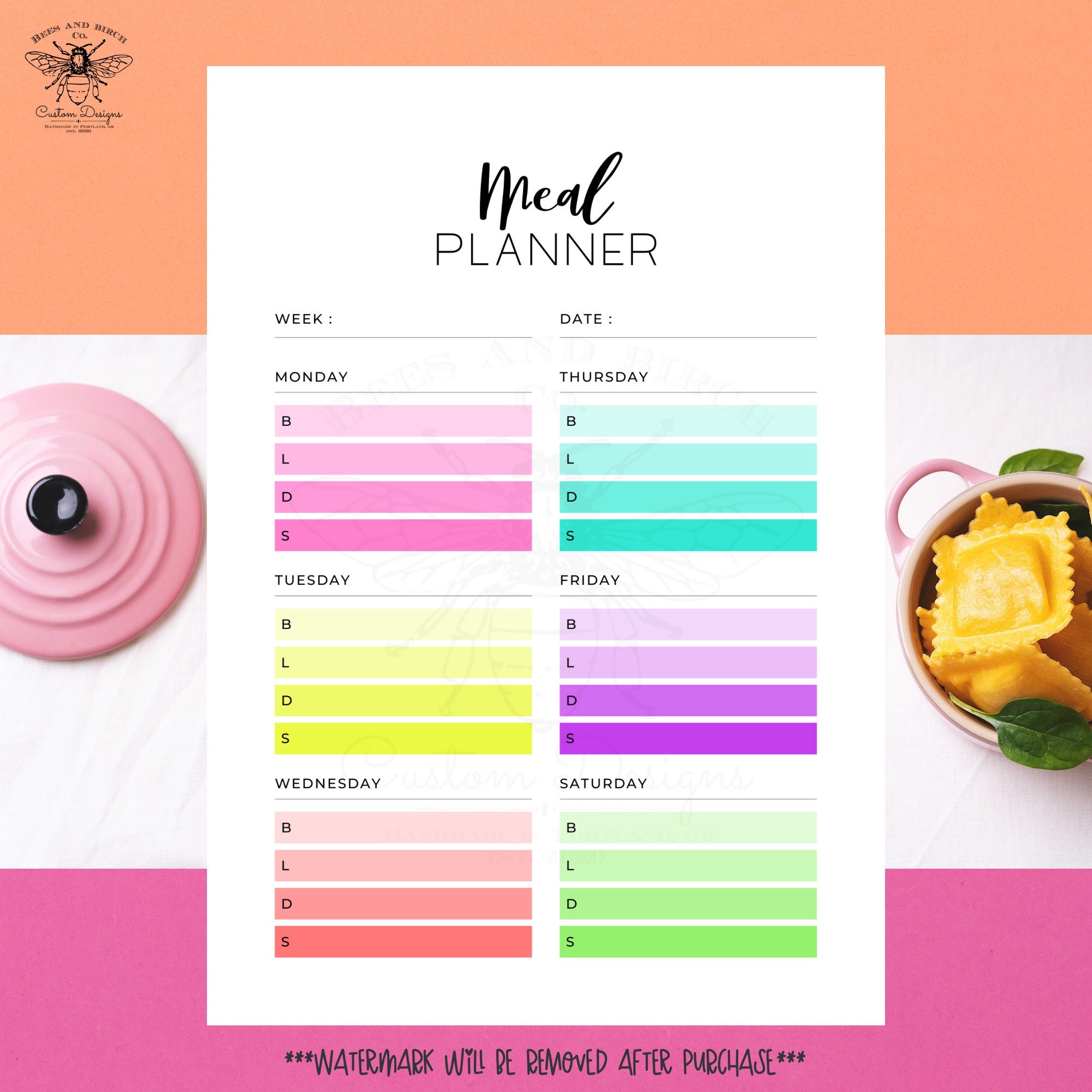 Menu Planner, Digital Menu Planner, Fun Menu, Printable Meal Planner ...
