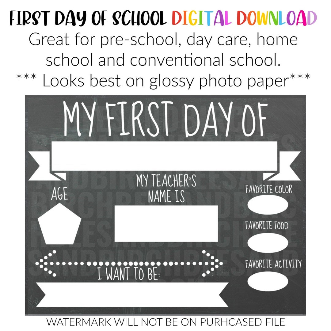 Back TO School Printable | First Day of School Digital File| First Day ...
