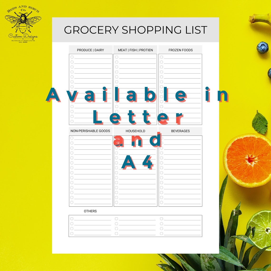 Grocery List, Digital Grocery List, Fun Grocery List, Printable Grocery ...