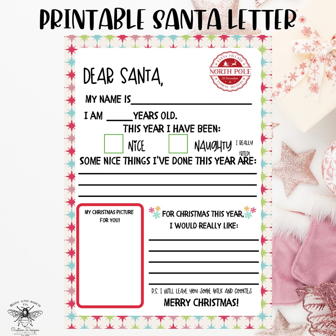 Carta de Santa, Carta de Santa imprimible, Querido Santa, Navidad ...