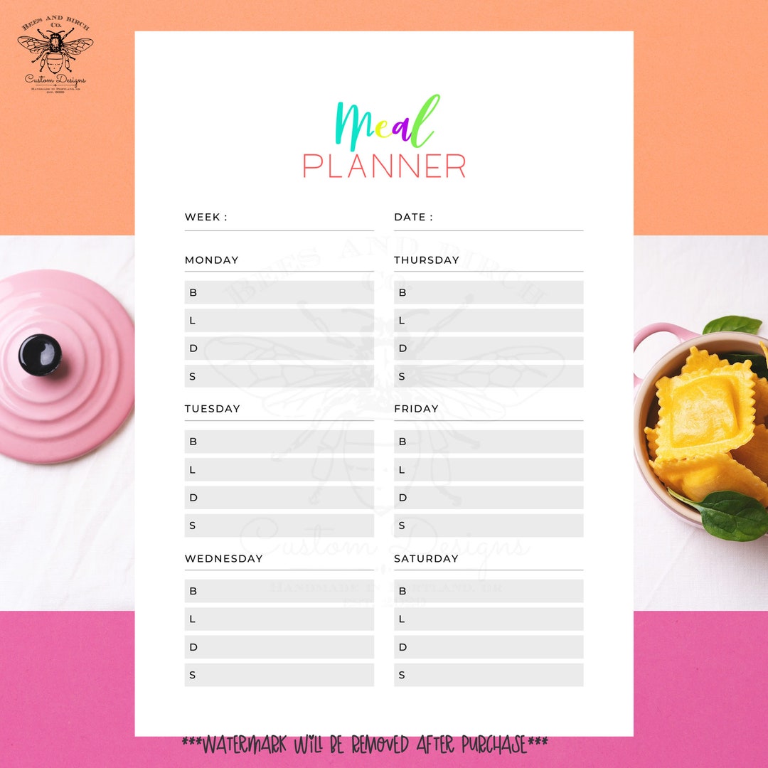 Menu Planner, Digital Menu Planner, Fun Menu, Printable Meal Planner ...