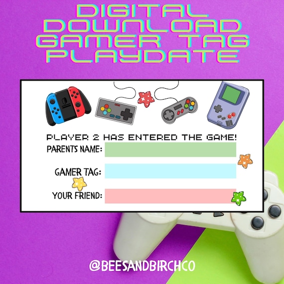 Gamer Tag Printable Play Date Cards Calling Cards Kids - Etsy