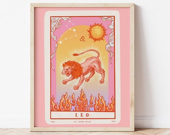 Leo Zodiac Wall Art | Etsy