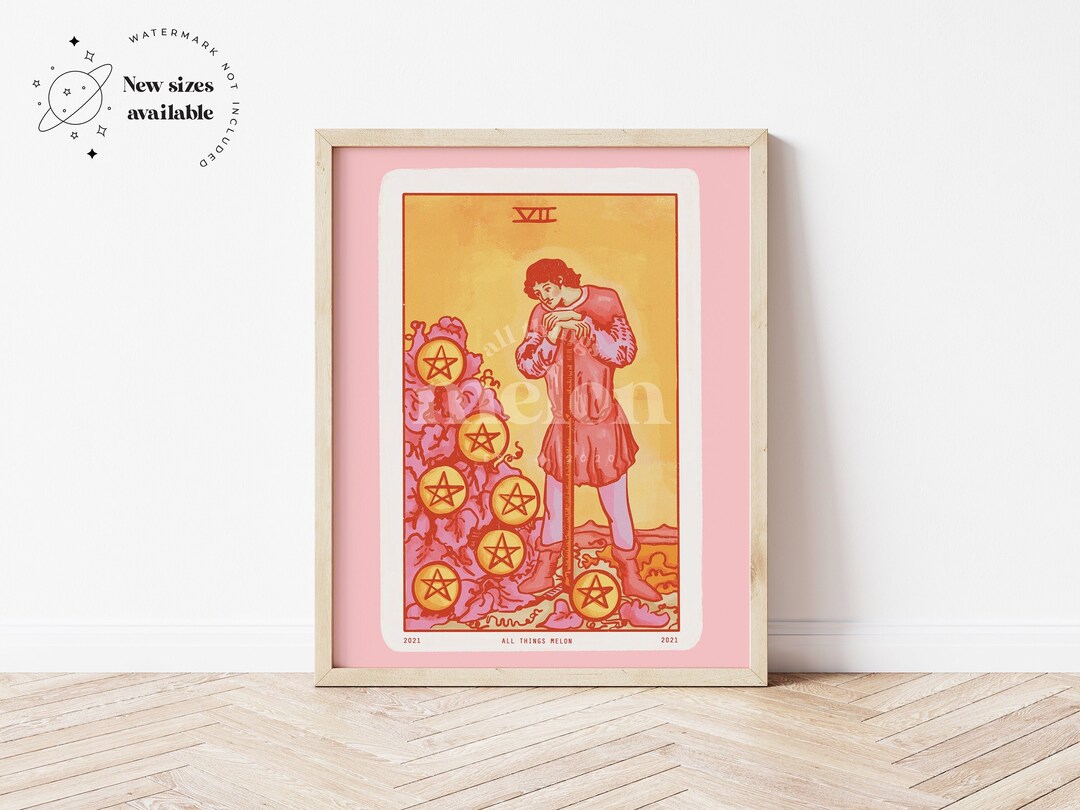 7 of Pentacles, Tarot, Illustration, Downloadable Print, Printable ...