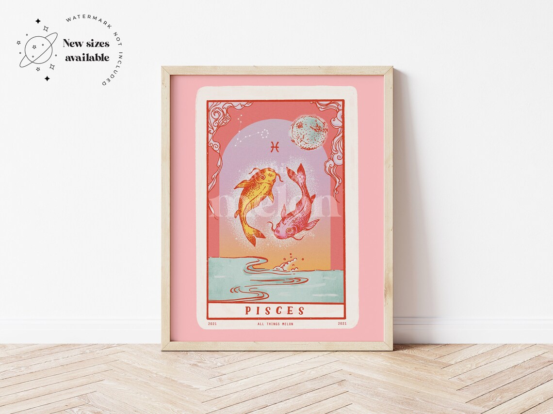 Pisces Zodiac Sign Horoscope Illustration Downloadable - Etsy
