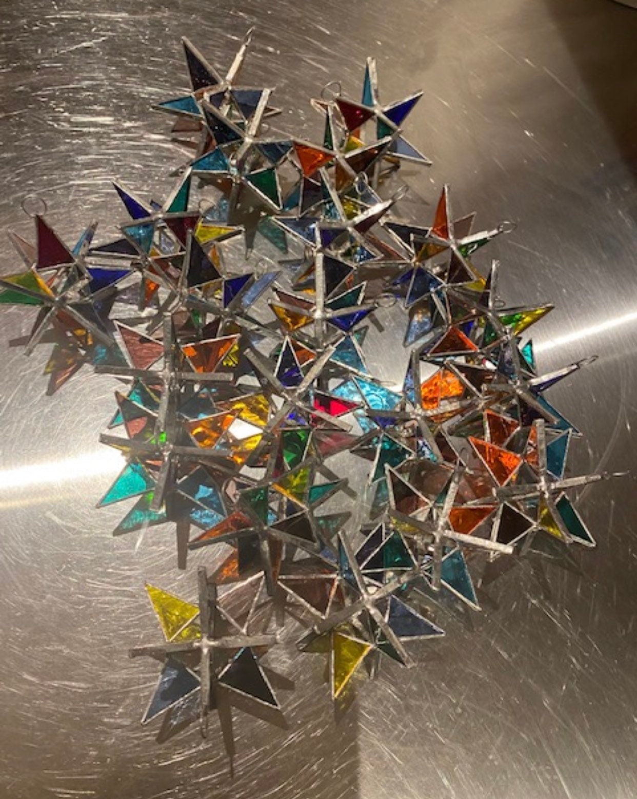 30-pack Multicolor Stained Glass Star Ornaments, Wedding Favors ...